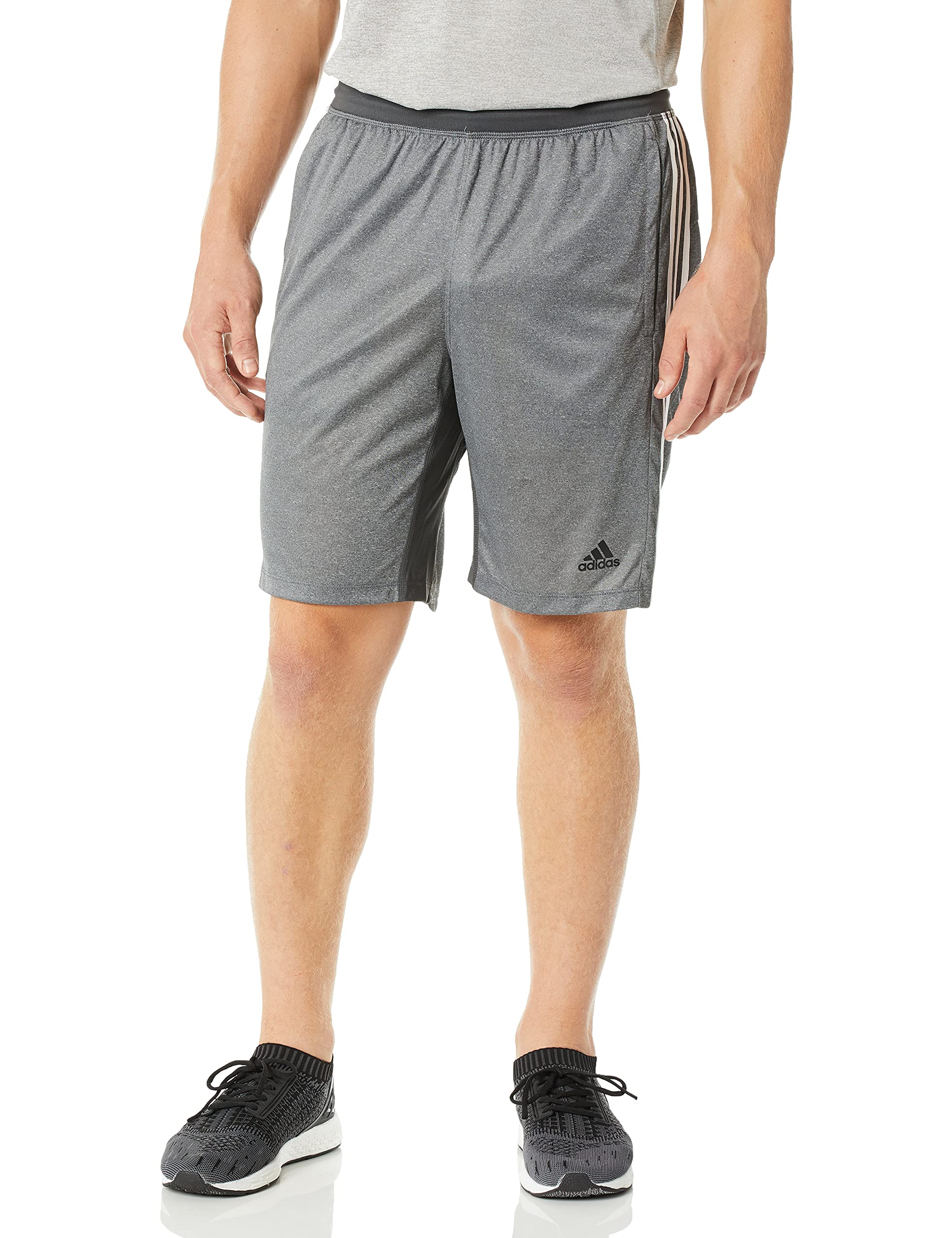 adidas Men's 4Krft 9" Sport 3-Stripes Shorts, Grey/Heather, Small
