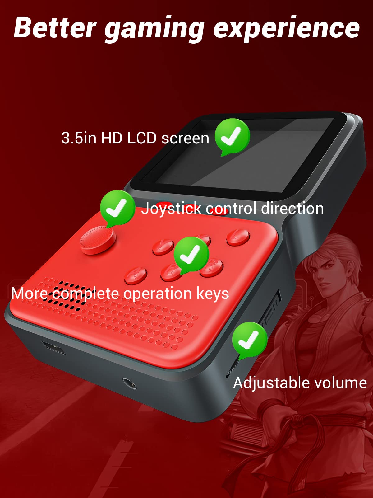 Fordim Handheld Game Console, Retro Mini Game Player with 800+ Classic Games, 3.5 Inch Screen 1020mAh Rechargeable Battery, Portable Game Console Support TV Connection