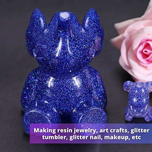 HTVRONT Holographic Extra Fine Glitter - 200g/7oz Royal Blue Glitter for Crafts, 0.2mm Ultra Fine Glitter for Resin, Iridescent Glitter Powder for Nails, Tumblers, Cosmetic, Craft Glitter Shaker Jar