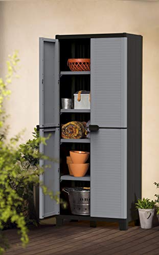 Keter Space Winner Resin Garage Storage Cabinet with Doors and Shelves - Perfect for Garage and Basement Organization