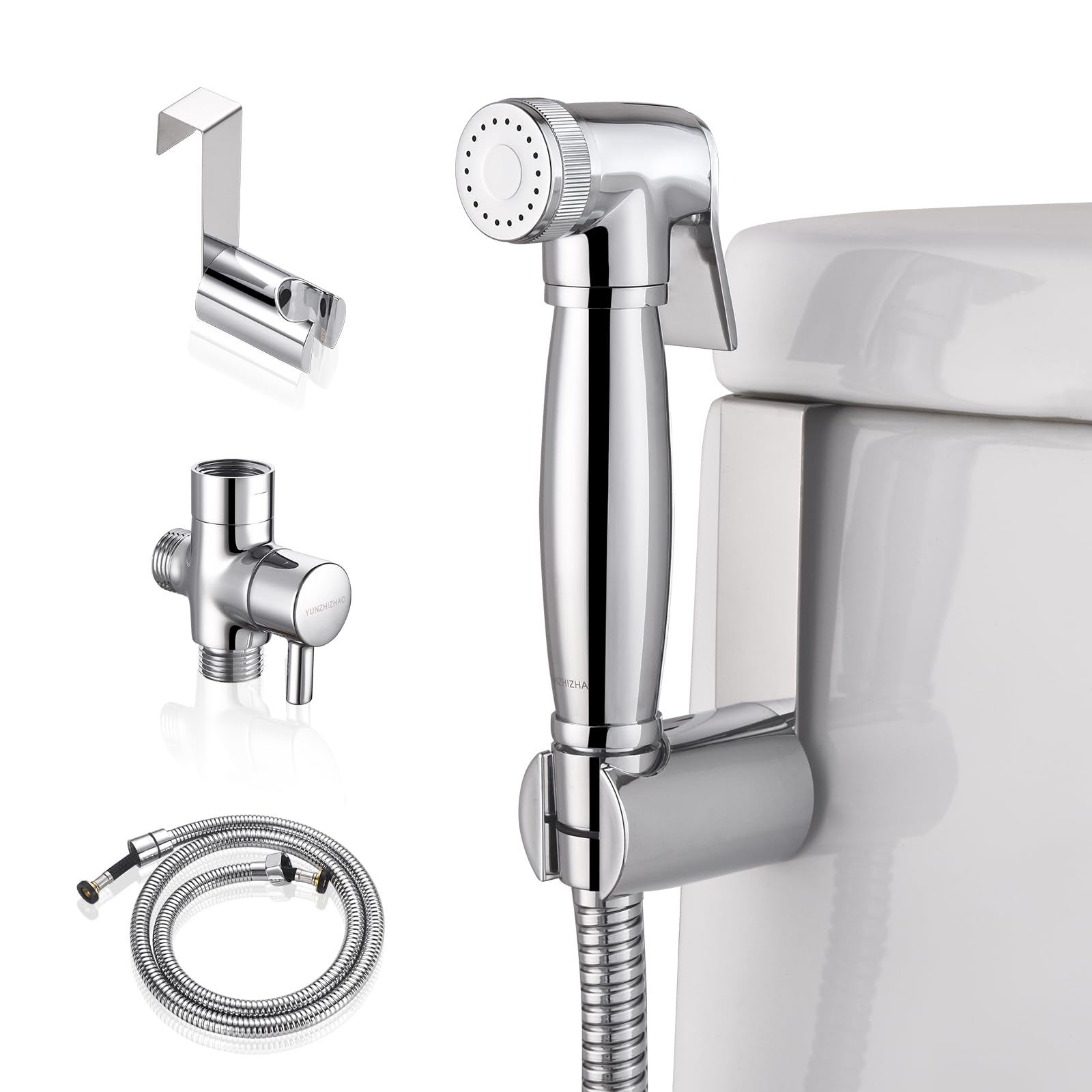 YUNZHIZHAO Powerful Handheld Bidet Sprayer for Toilet/Bathroom, Multi-Purpose Spray with Complete Premium Accessories