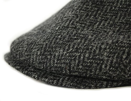 Irish Touring Cap Made in Ireland Fitted Slim Fit Genuine Tweed Charcoal S