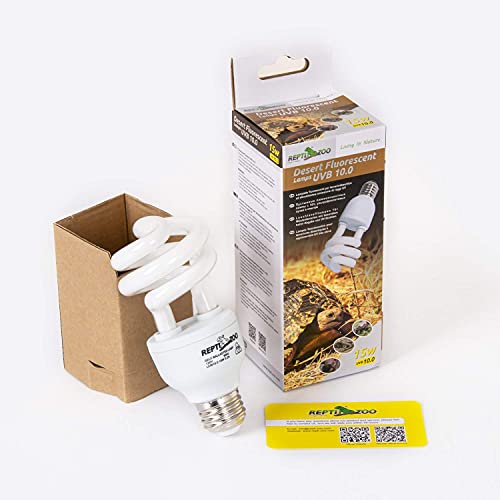 REPTIZOO Energy Saving Lamps UVB Bulb,Spiral Compact 15 Watts UVB 10.0 Reptile Light Bulb Fit for Desert Type Reptile/Snake/Lizard/Insect/Leopard Tortoise