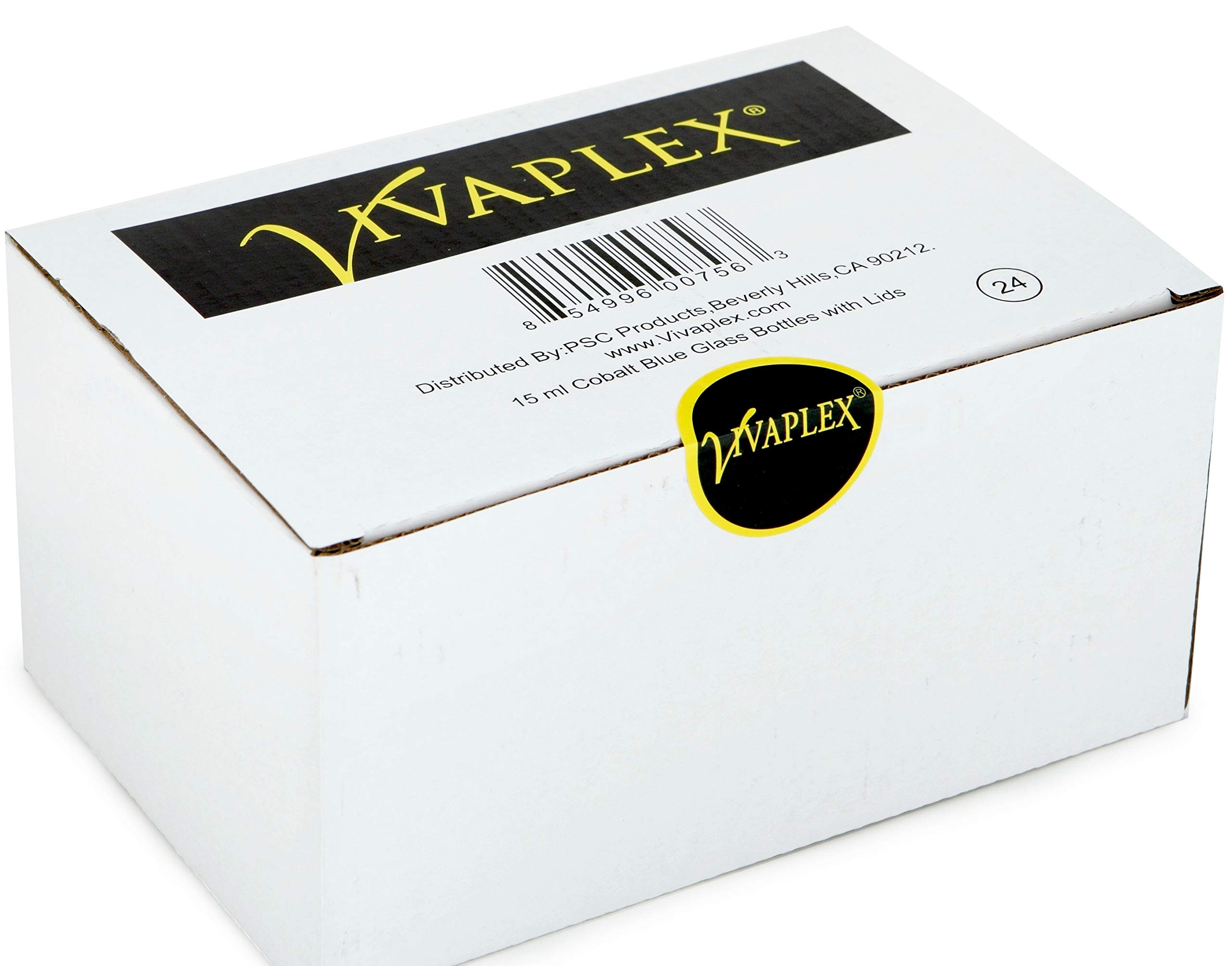 Vivaplex, 24, Cobalt Blue, 15 ml Glass Bottles, with Lids