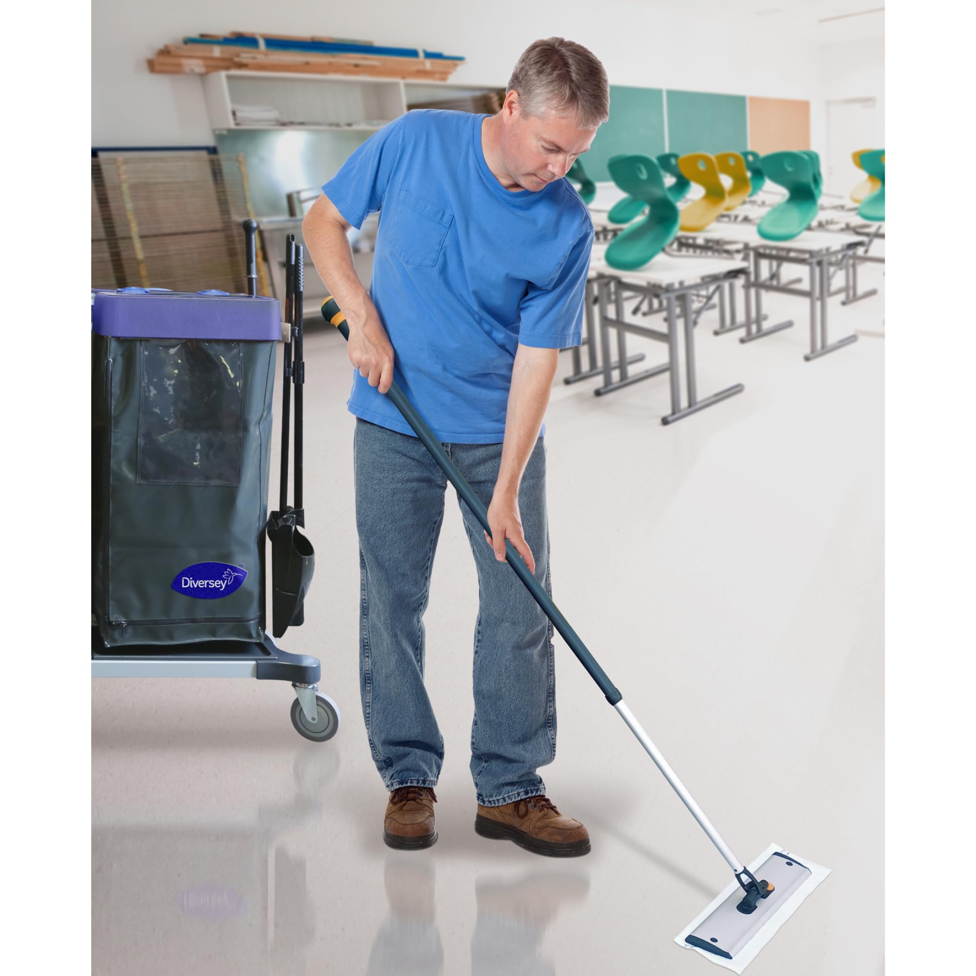 Diversey Taski Ultra Plus Mop Frame, 16" Mophead Size, Black/White, 16" Wide