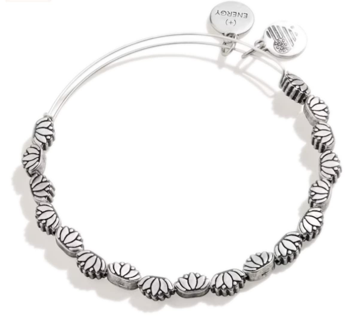 Alex and Ani Accents Expandable Bangle for Women, Lotus Beads, Rafaelian Silver Finish, 2 to 3.5 in