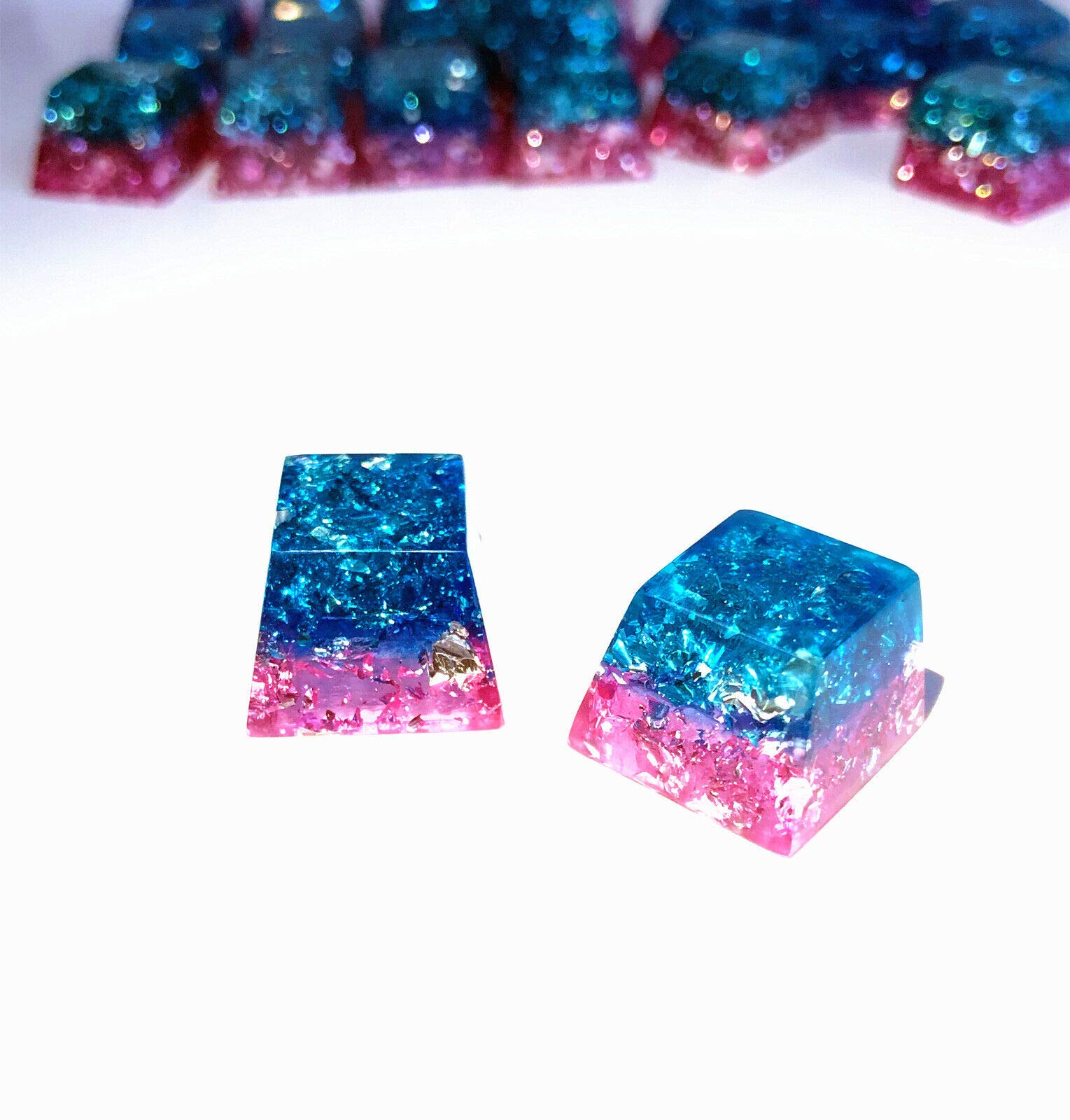 Handmade Resin R4 Keycap Jewelry Blue Pink 2.0 for Cherry MX RGB Gaming Mechanical Keyboard