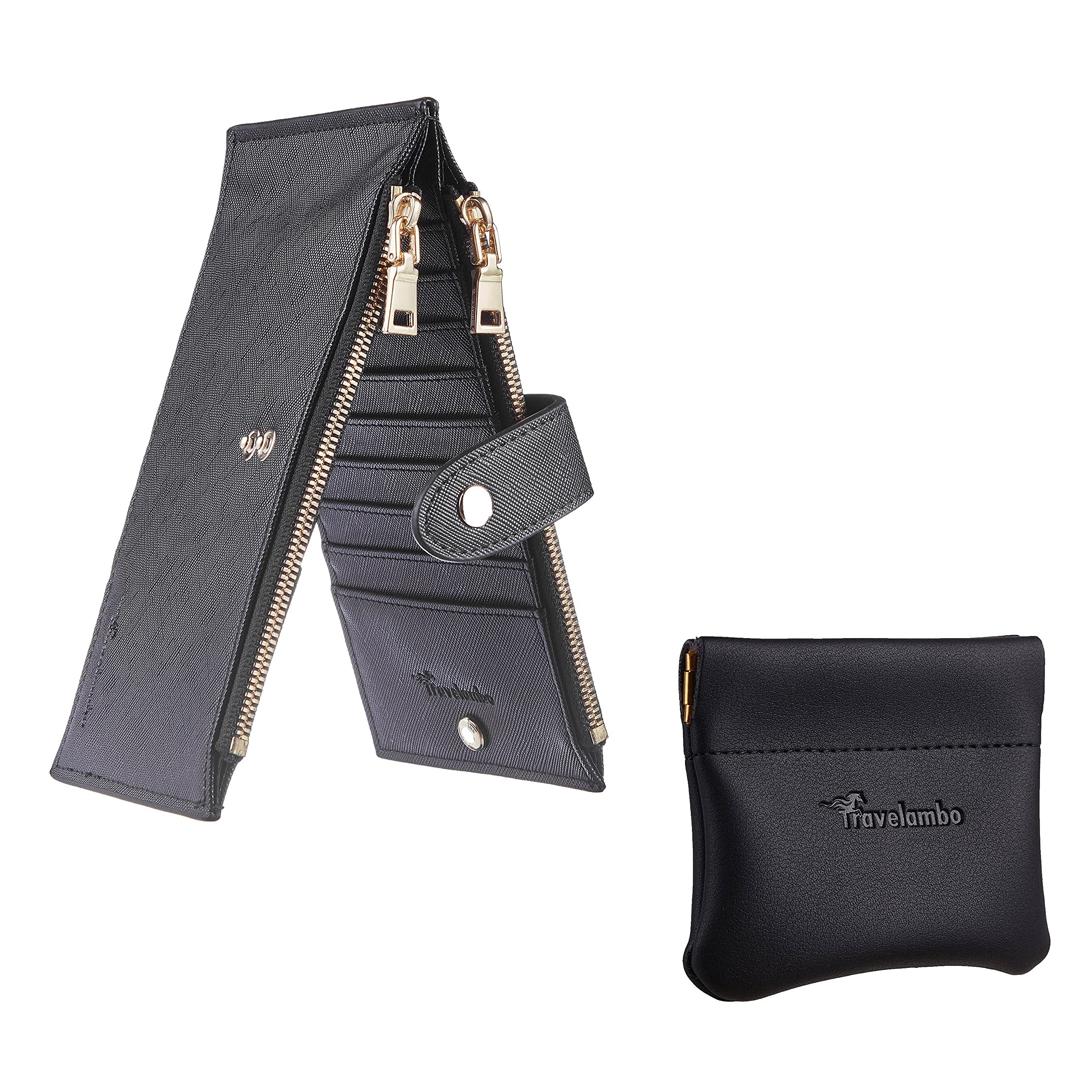 Travelambo Womens Multi Card Case Wallet & Leather Squeeze Coin Purse
