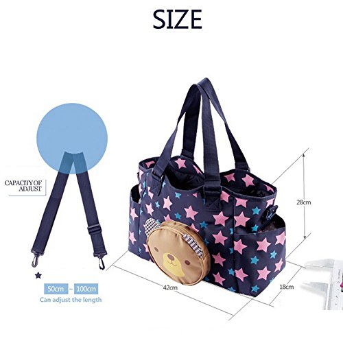 Mom Miya Large Capacity Multifunction Mummy Diaper Bag Tote Bag Mother Nappy Bag Set 3pcs Star Bear Design 2 Color (Blue)