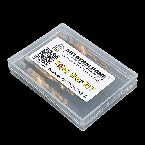 AUTOTOOLHOME 6 Pack Titanium Combination Drill Tap Bit Set Screw Tapping SAE 6-32NC 8-32NC 10-24NC 10-32NC 12-24NC 1/4-20NC