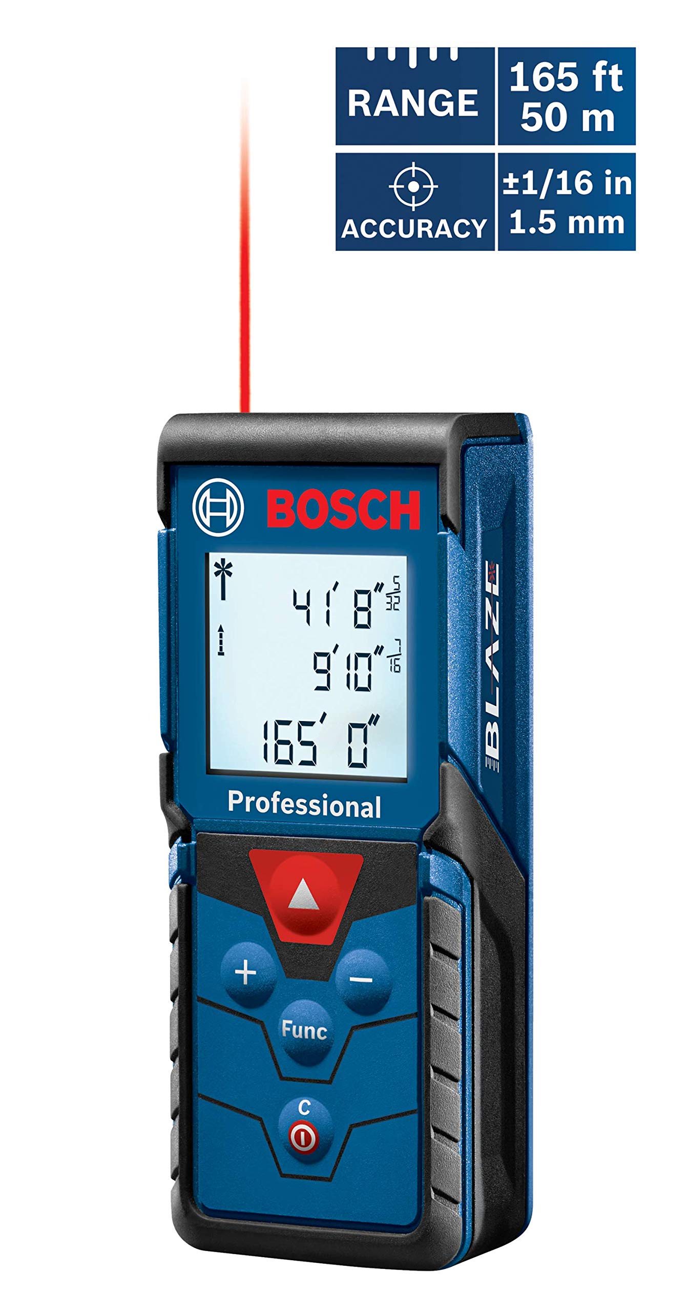 Bosch Blaze Pro GLM165-40 165ft Laser Distance Measure with Color Backlit Display & Slice 10400 Box Cutter, 3 Position Manual Button with Ceramic Blade
