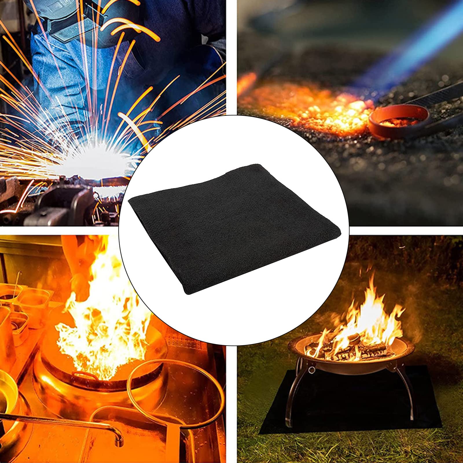 boeerty Welding Blanket Fireproof Heat Resistant Flame Retardant Carbon Felt for Welder Torch Shield Plumbing Heat Sink Slag Insulated Welding Blanket Fireproof