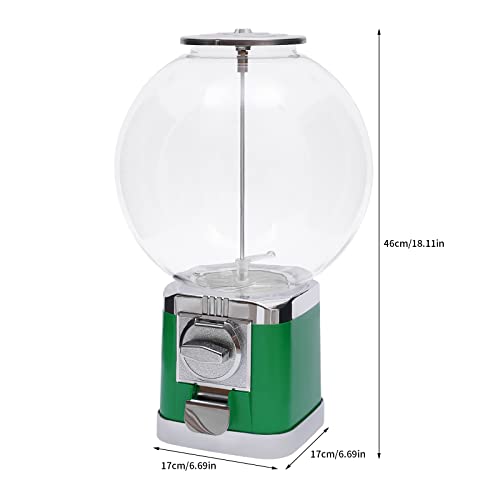 Gdrasuya10 Vending Machine, 18.11" Big Bubble Gumball Machine Lockable Candy Gumball Dispenser Machine Large Capacity Toy Vending Machine for 1.26inch Ball or Candy, Green