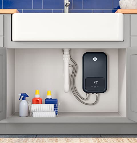 GE APPLIANCES 14.6 kW 240v Tankless Water Heater | Electric Water Heater with Digital Temperature Control | 14600 Watts | 2.9 Gallons per Minute, Diamond Gray (GE15SNHPDG)