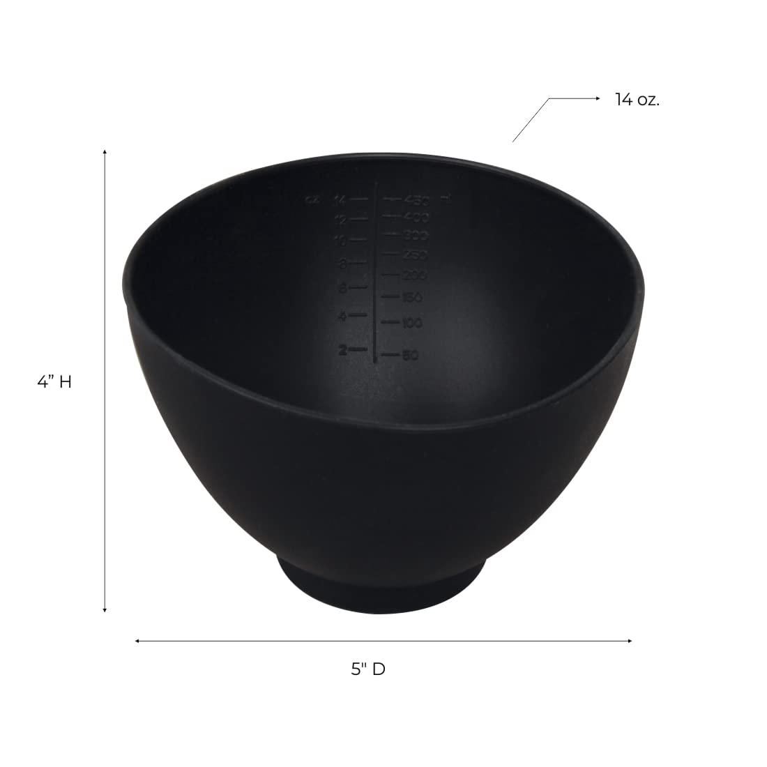 ForPro Professional Collection Silicone Mixing Bowl, Black, Flexible, Odorless, for Mixing Facials, Massage, Body & Other Products, 14 oz