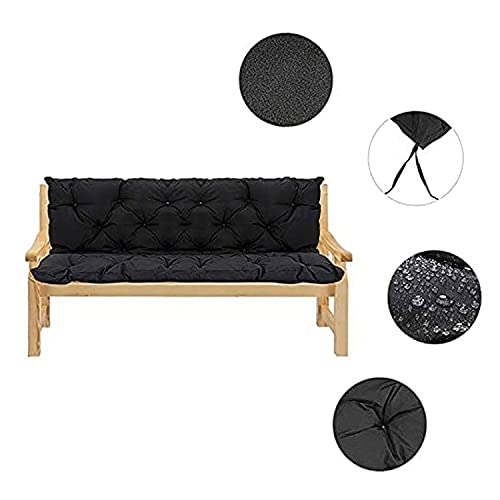 HZWDD Waterproof Bench Cushion with Backrest, 2 or 3 Seat Swing Replacement Cushions with Throw Pillow Overstuffed for Garden Patio Swing Outdoor Bench Cushions(Khaki,40 x 60 in)