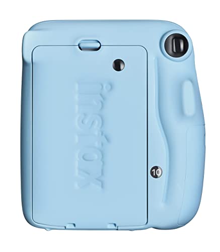 Fujifilm Instax Mini 11 Instant Film Camera with Automatic Exposure and Flash, Polaroid Camera, Fujinon 60mm Lens with Selfie Mirror, Optical Viewfinder - Sky Blue (Renewed)