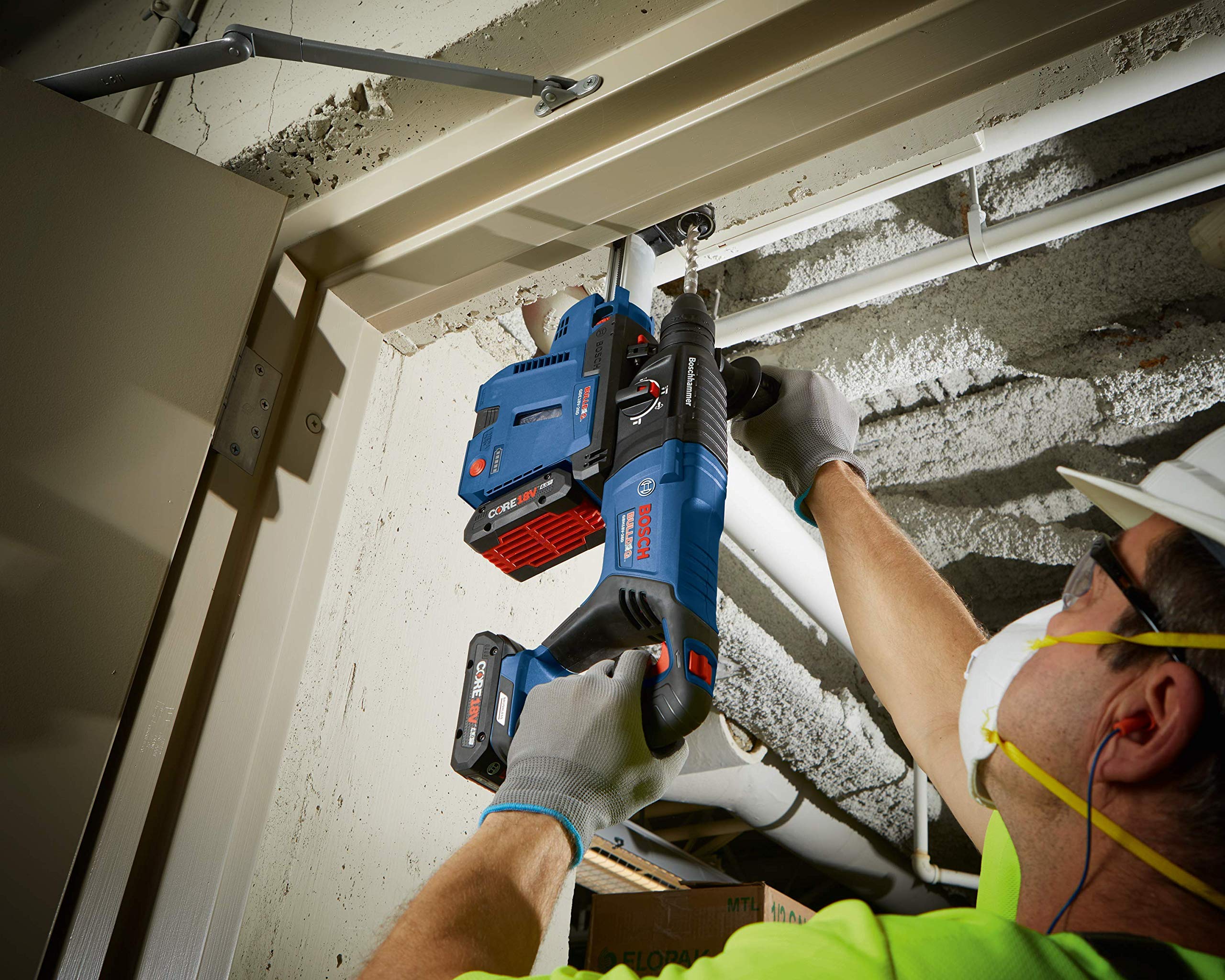 Bosch GBH18V-26DK15-RT 18V EC Brushless Lithium-Ion SDS-Plus Bulldog 1 in. Cordless Rotary Hammer Kit (4 Ah) (Renewed)
