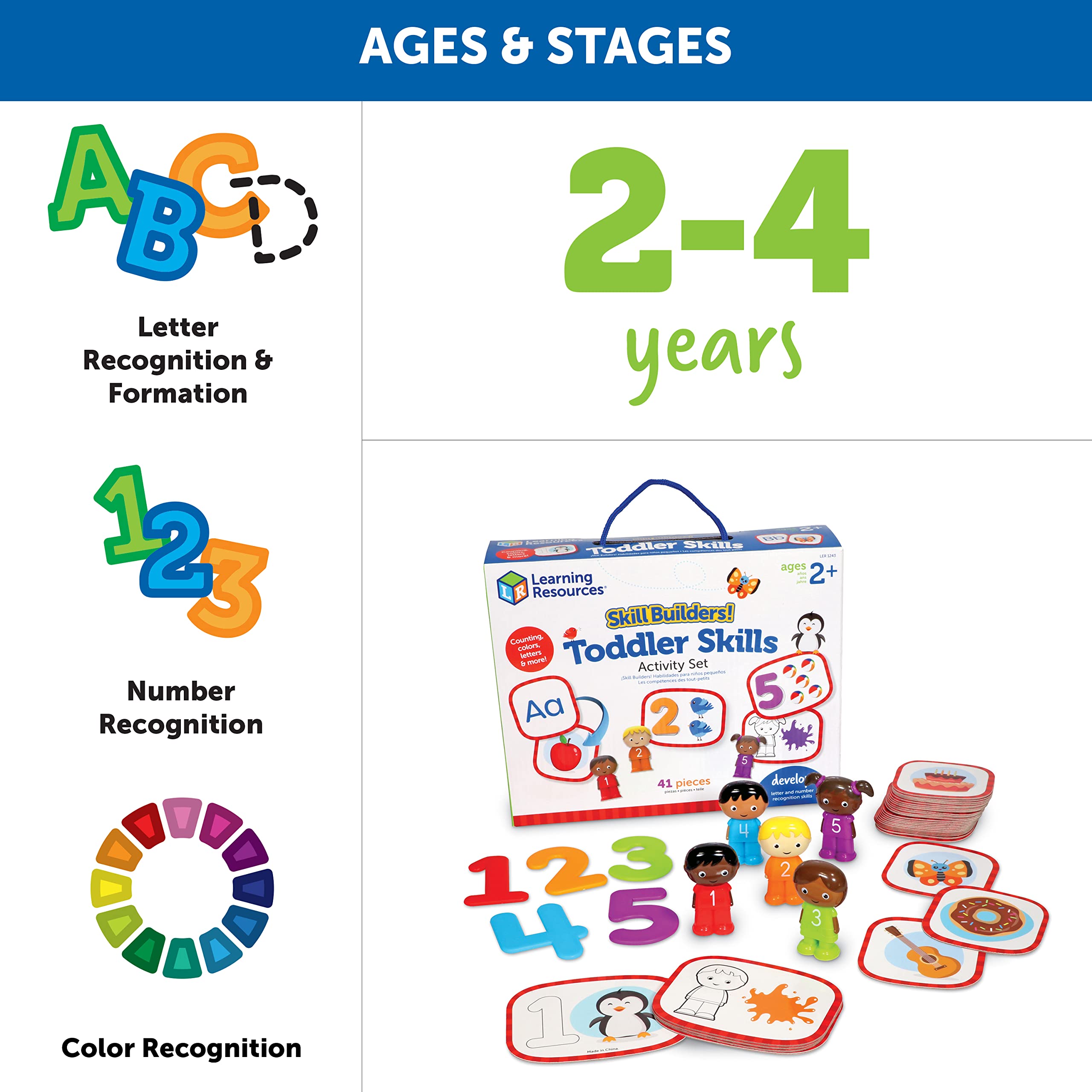Learning Resources Skill Builders! Toddler Skills - Toddler Learning Materials, Homeschool Preschool Supplies, Teaching Cards for Toddlers, Ages 2+,41 Piece Set