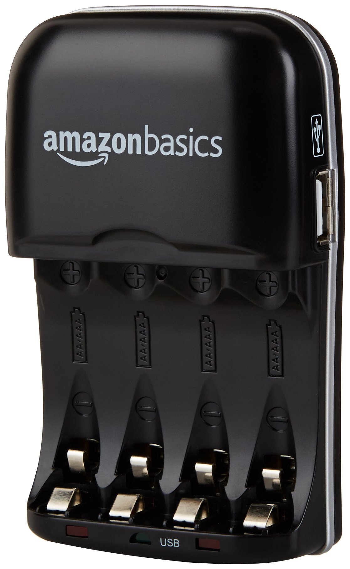 Amazon Basics Battery Charger for AA & AAA Nickel-Metal Hydride batteries (Ni-MH) With USB Port, Black