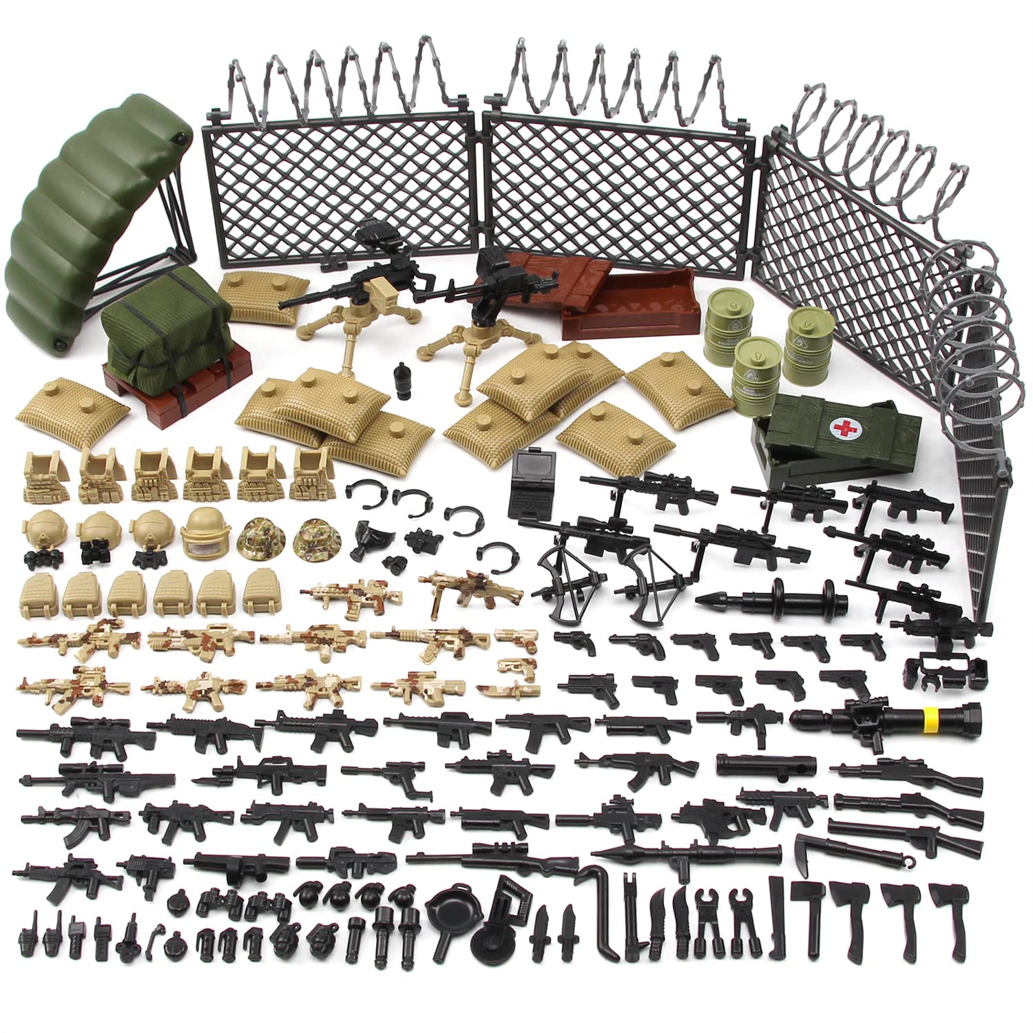 Feleph Weapons Pack Military Toy Set Building Blocks Model for Soldier Figures, Army Equipment Gear Kit Pieces and Parts Accessories Compatible with Major Brand