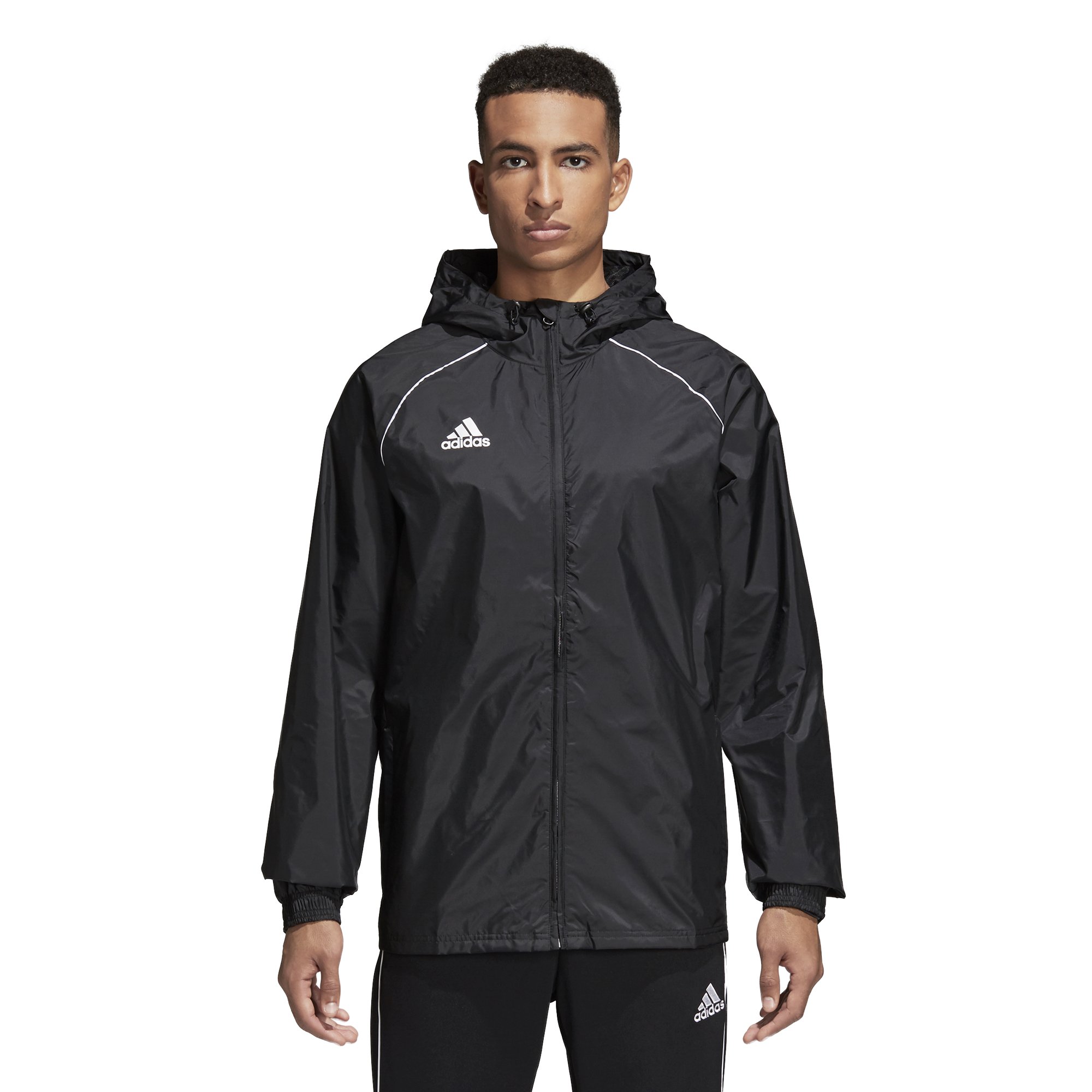 adidas Men's Core 18 Rain Soccer Jacket, Black/White, XX-Large