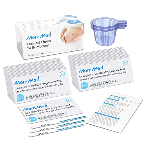 MomMed Pregnancy Test, 20-Count Pregnancy Test Strips, HCG Test Strips Pregnancy with 20 Urine Cups, Over 99% Accurate Early Detection of Pregnancy, Early Pregnancy Tests, Pregnancy Test Kit