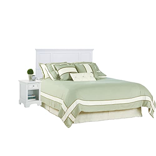 Home Styles Naples White Queen Headboard with Mahogany Wood Solids, Brush Stroke Finish, Raised Panel Design, and Rich White Finish