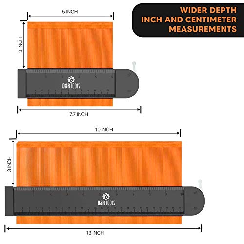 Contour Gauge with Lock D&R Tools Widen Shape Duplication Gauge Tool 5”& 10”, Template Tool with Adjustable Lock Precisely Copies Irregular Shapes Tools for Flooring Contour Gauge Duplicator