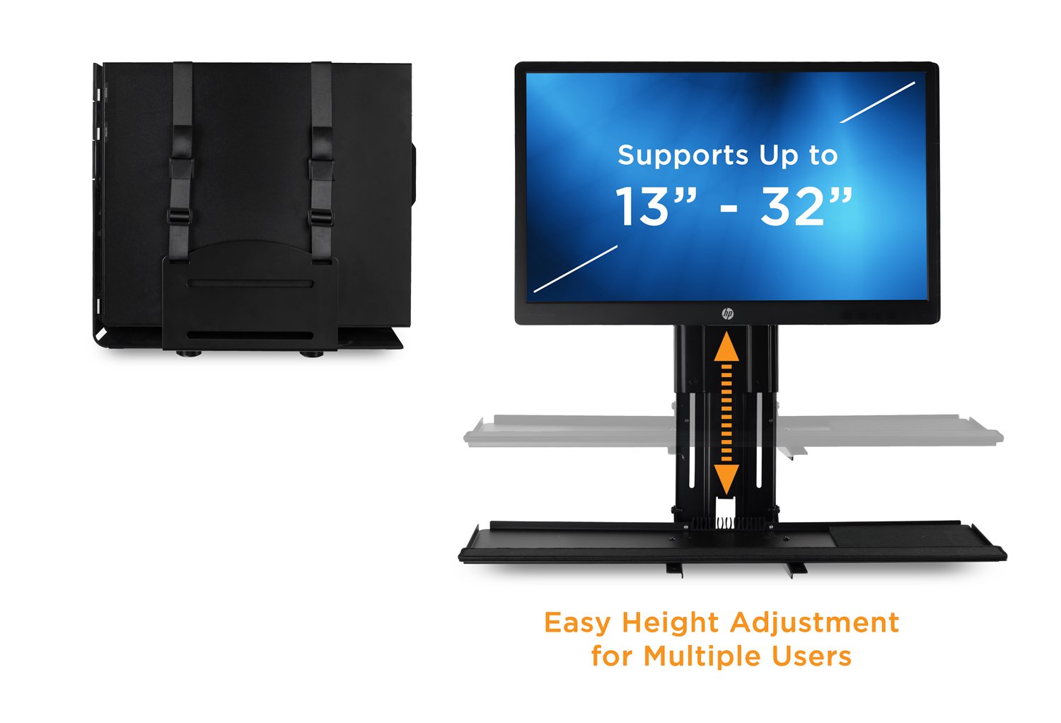 Mount-It! Monitor and Keyboard Wall Mount with CPU Holder, Height Adjustable Standing VESA Keyboard Tray, 25 Inch Wide Platform with Mouse Pad (MI-7919)