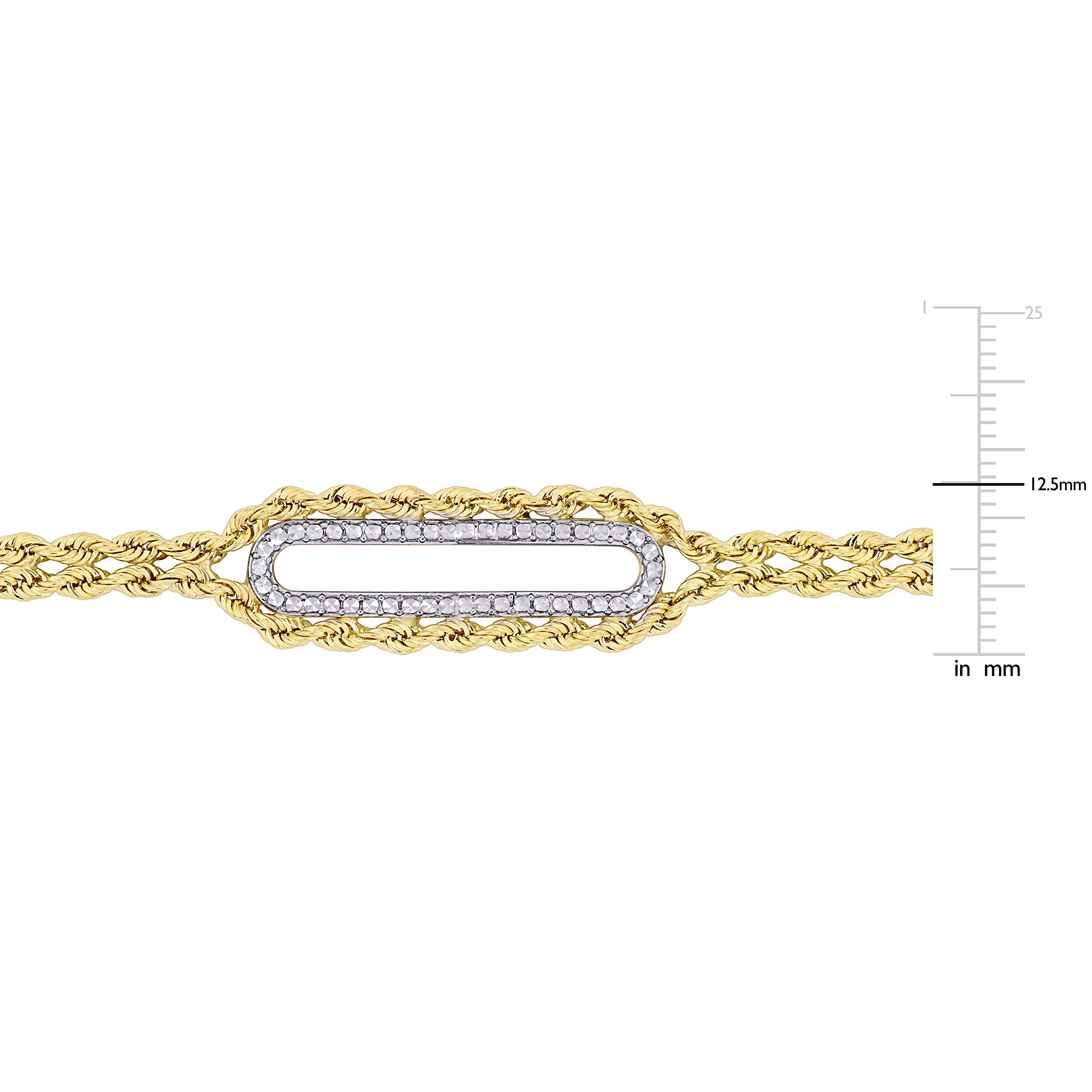 Abbie+Cleo 10k Yellow Gold with Diamond Cut White Gold Accents Double Rope Link Bracelet, 7.5"