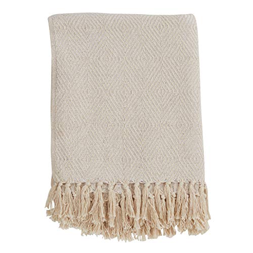 SARO LIFESTYLE Soft Cotton Diamond Weave Throw