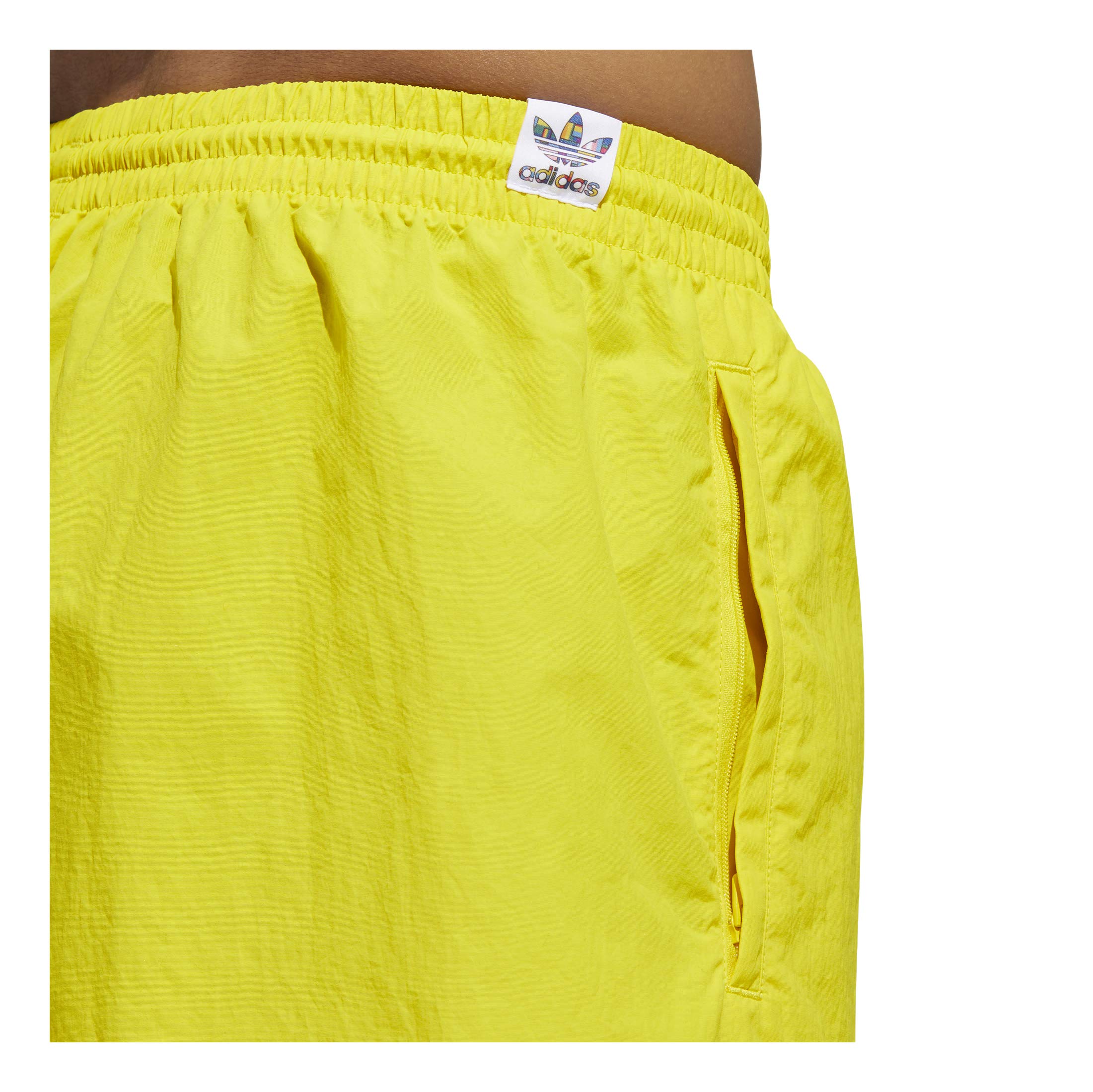adidas Originals mens Pride Freestyle Woven Shorts Yellow/White X-Large
