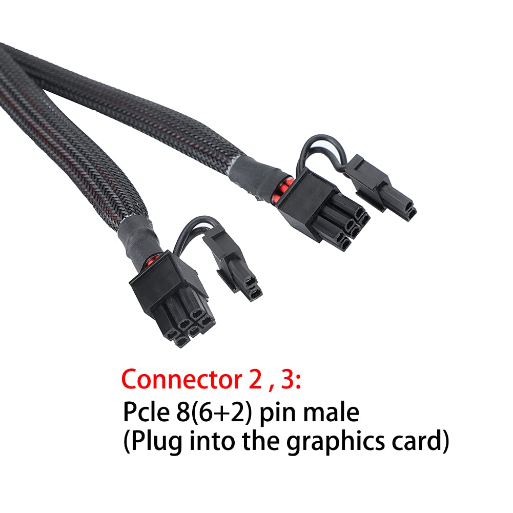 HuDieM PCIe 6 Pin to Dual 8 (6+2) Pin Splitter - GPU VGA Y-Splitter Extension Cable Mining Video Card Power Sleeved Connector Graphics Card PCI Express Power Supply Adapter - 6 Packs