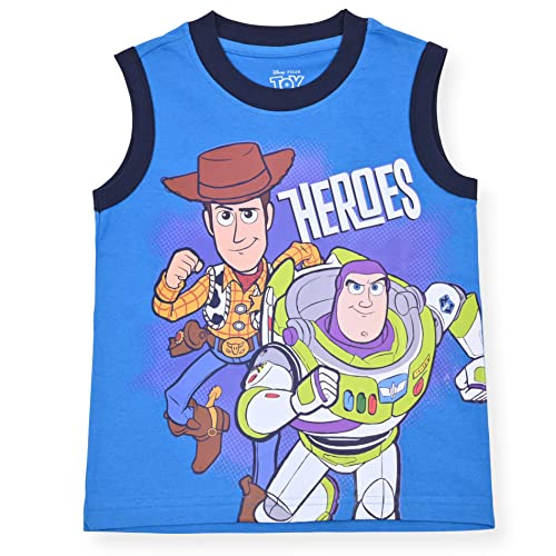 Disney Toy Story Woody & Buzz Lightyear Boys’ 2 Pack Tank Top for Toddler and Little Kids - Blue/Grey
