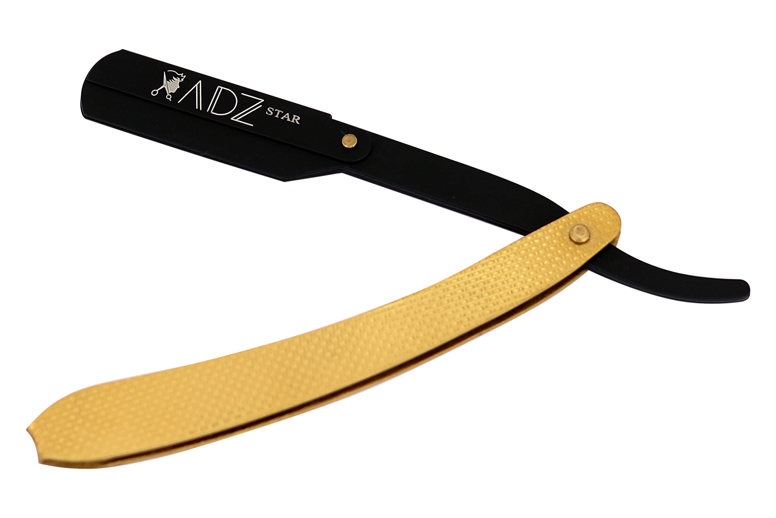ADZ STAR Professional Straight Edge Razor with 10 Single Straight Razor Blades-Barber Straight Razor, BLACK & GOLD