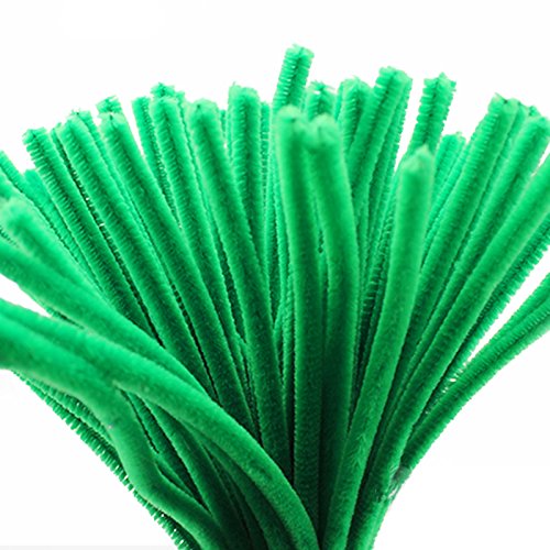 Carykon 100 PCS Fuzzy Chenille Stems Pipe Cleaners for Arts and Crafts (Green)
