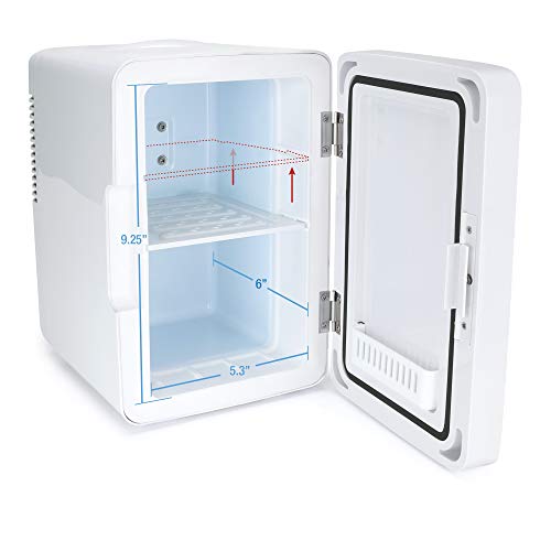LED Lighted Mini Fridge with Mirror Door, White
