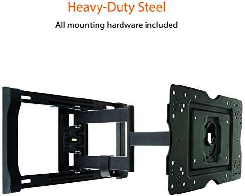 Amazon Basics Full Motion Articulating TV Wall Mount Bracket with Swivel and Tilt Features for 32 to 80" TVs and Flat Panels up to 130 Lbs, Black