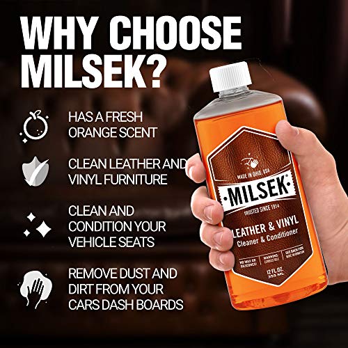 Milsek LC-12 Leather and Vinyl Cleaner & Conditioner, 12 Ounce, Mandarine, 12 Fl Oz