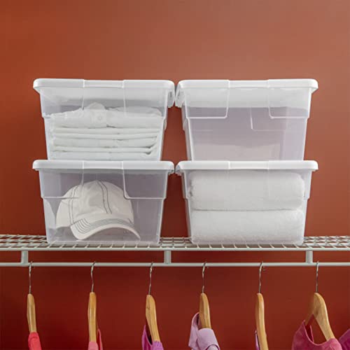 Sterilite 16 Quart Multipurpose Clear Plastic Stacking Storage Container Box with Secure Latching Lid for Home or Office Organization, 108 Pack