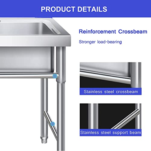 ALEEJA Stainless Steel Prep & Utility Sink w/Faucet, Compartment Commercial Kitchen Sink for Restaurant, Kitchen, Laundry, Garage