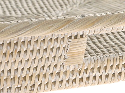 KOUBOO 1020047 La Jolla Rattan Square Serving Tray, 17.5" x 17.5" x 2.75", White Wash