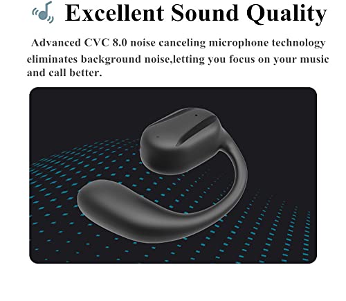 BQXX Open Ear Bluetooth Headphone Single on Ear Bluetooth Headset Wireless Earpiece with earhook Sport Business Earphone Up to 15 Hours Talk Time Left Earphone