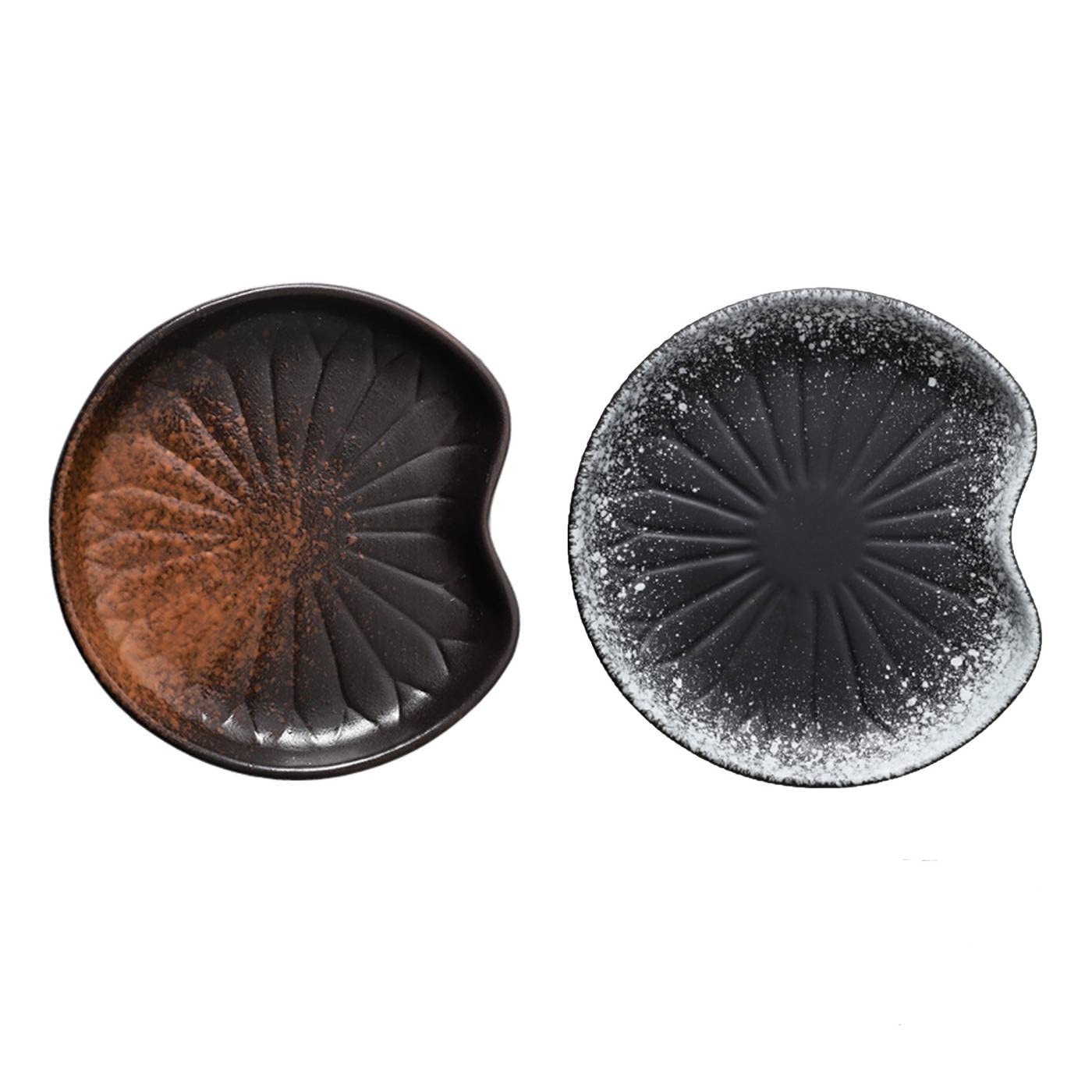 NJLJOM 2 Pack Ceramic Spoon Rest For Stove Top, Heat-Resistant Utensil Rest for Kitchen Counter, Coffee Spoon Rest, Dessert Plates,Small Serving Plates, Kitchen Accessories (Deep Color)