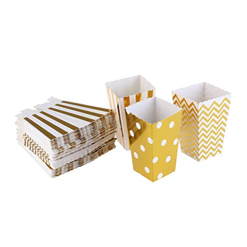 FUNOMOCYA 50pcs Popcorn Boxes Cookie Container Candy Containers Disposable Containers Popcorn Containers Party Candy Boxes Cookies Box Popcorn Cup Popcorn Bucket Cardboard Golden