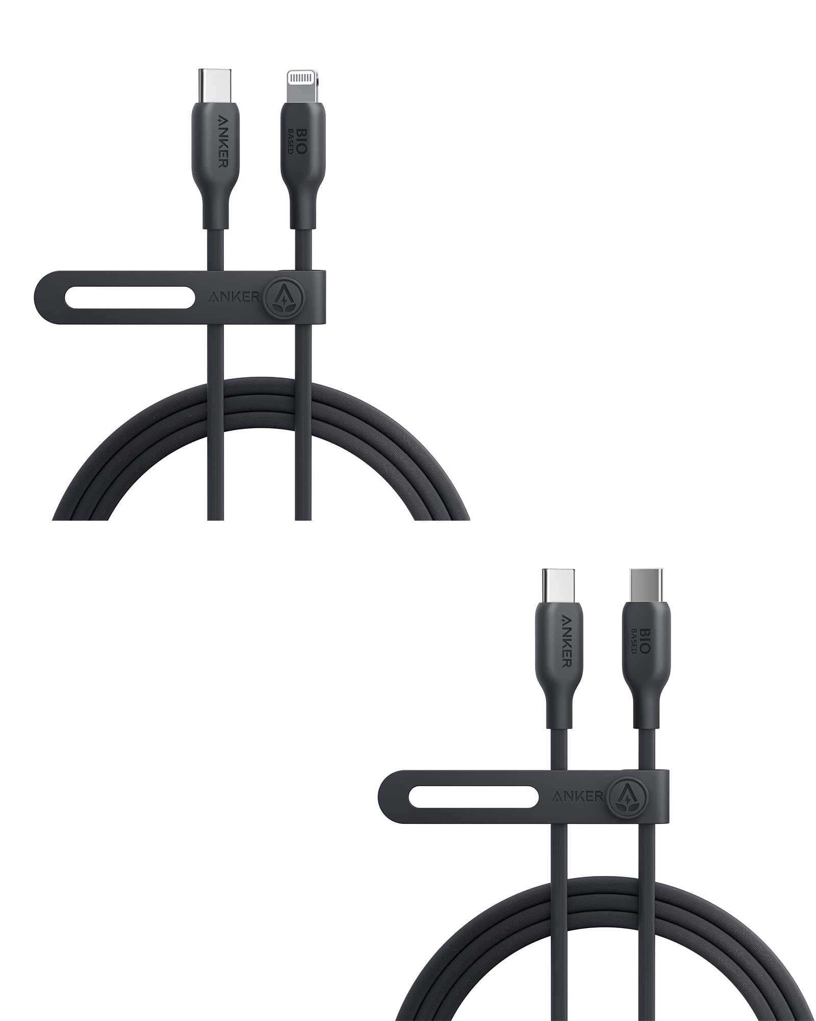 Anker 543 USB C to USB C Cable (100W 6ft), USB 2.0 Bio-Based Charging Cable USB-C to Lightning Cable, 541 Cable (6ft), MFi Certified, Bio-Based Fast Charging Cable (Phantom Black)