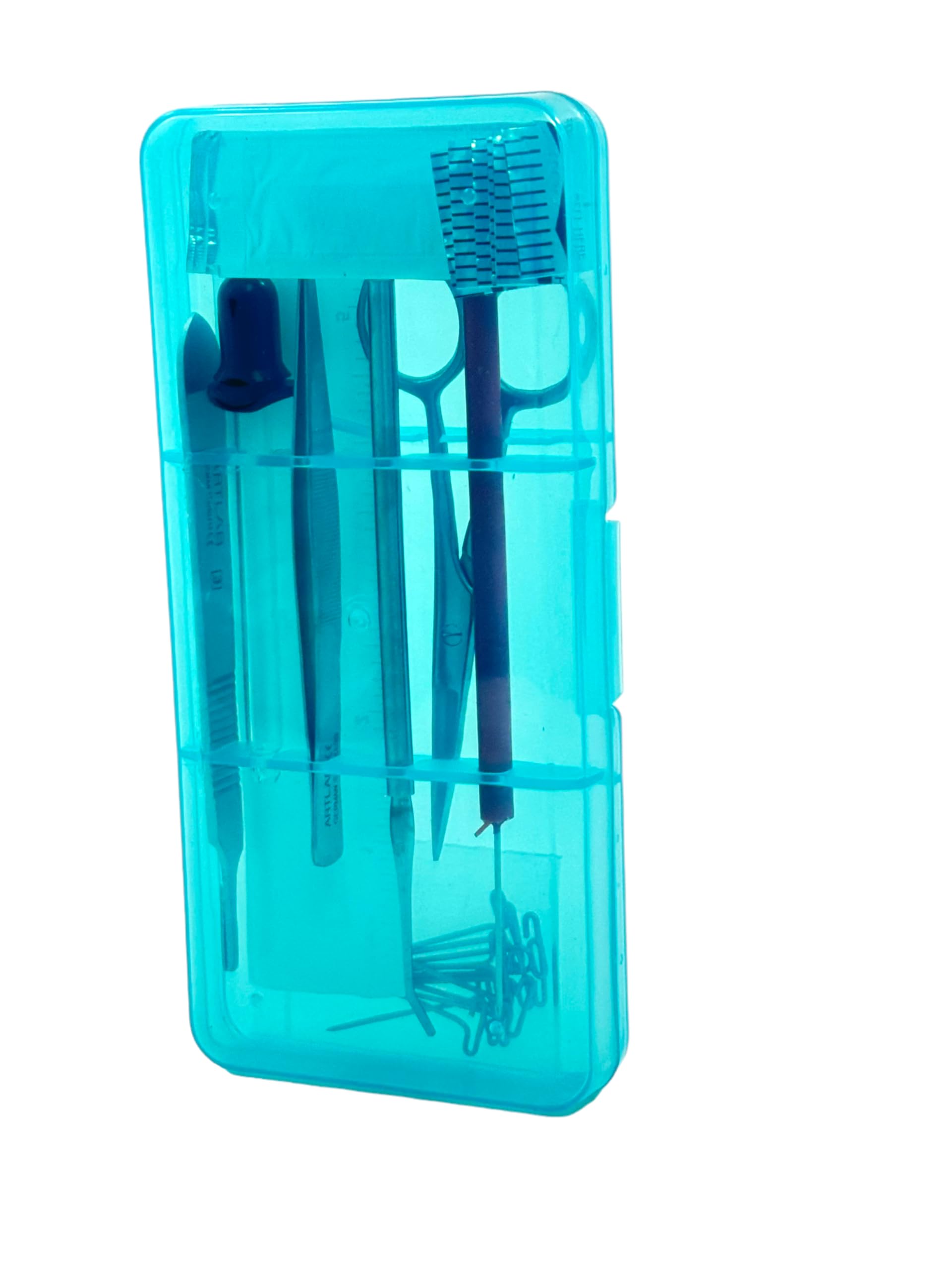 ArTLaB Premium -Precision Dissecting Dissection Kit 25 Piece Biology Dissecting Kit -Stainless Steel Instruments Scalpel handle Blades & T-Pins Biology Students & Faculty Autoclavable Transparent Case