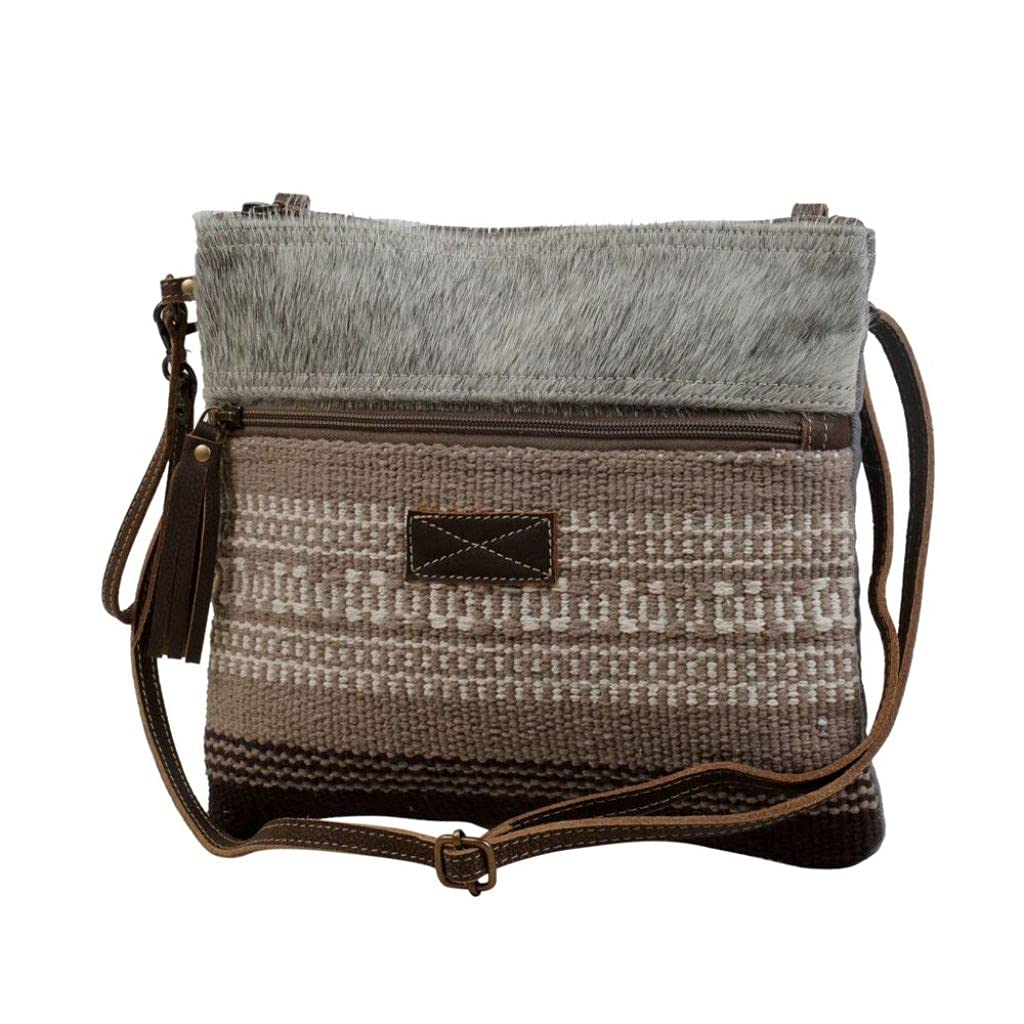 Myra Bag Presentable Small & Crossbody Bag Upcycled Cotton & Hair Leather S-3067