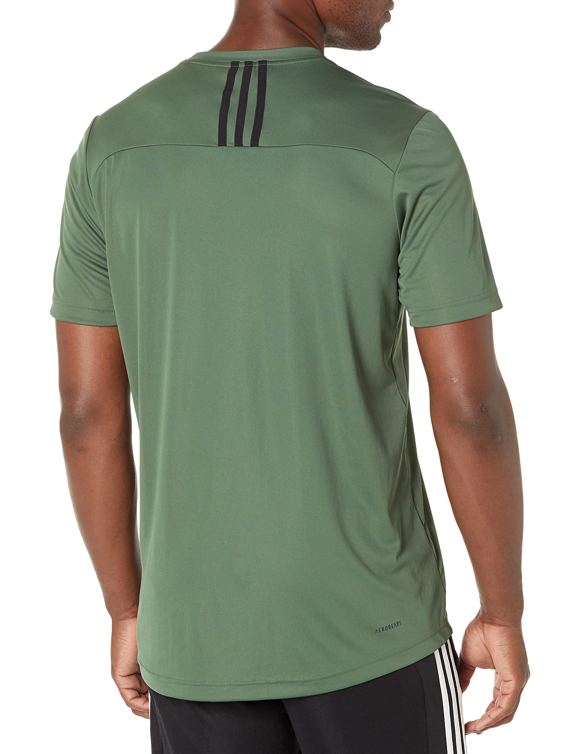 adidas Men's Designed 2 Move Sport 3-Stripes Tee, Green Oxide/Black, X-Large